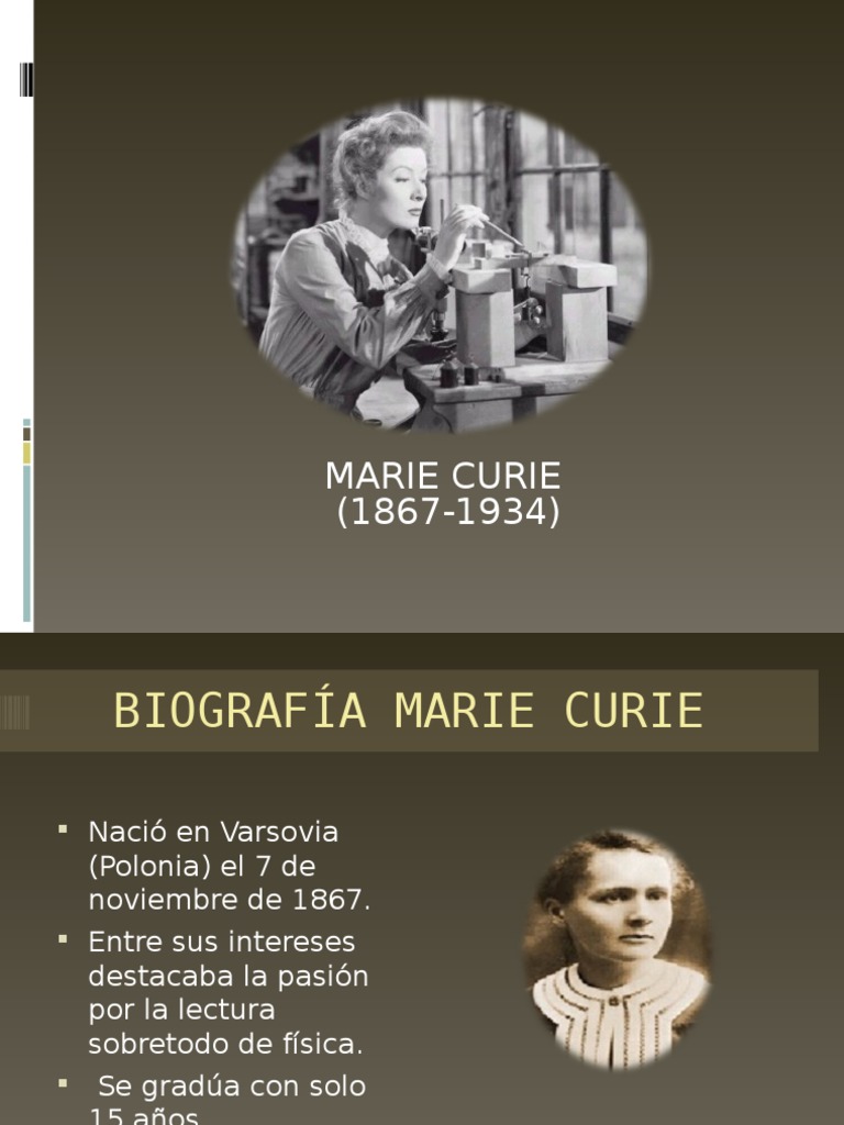 MARIE CURIE.ppt | Marie Curie | Desintegración radioactiva