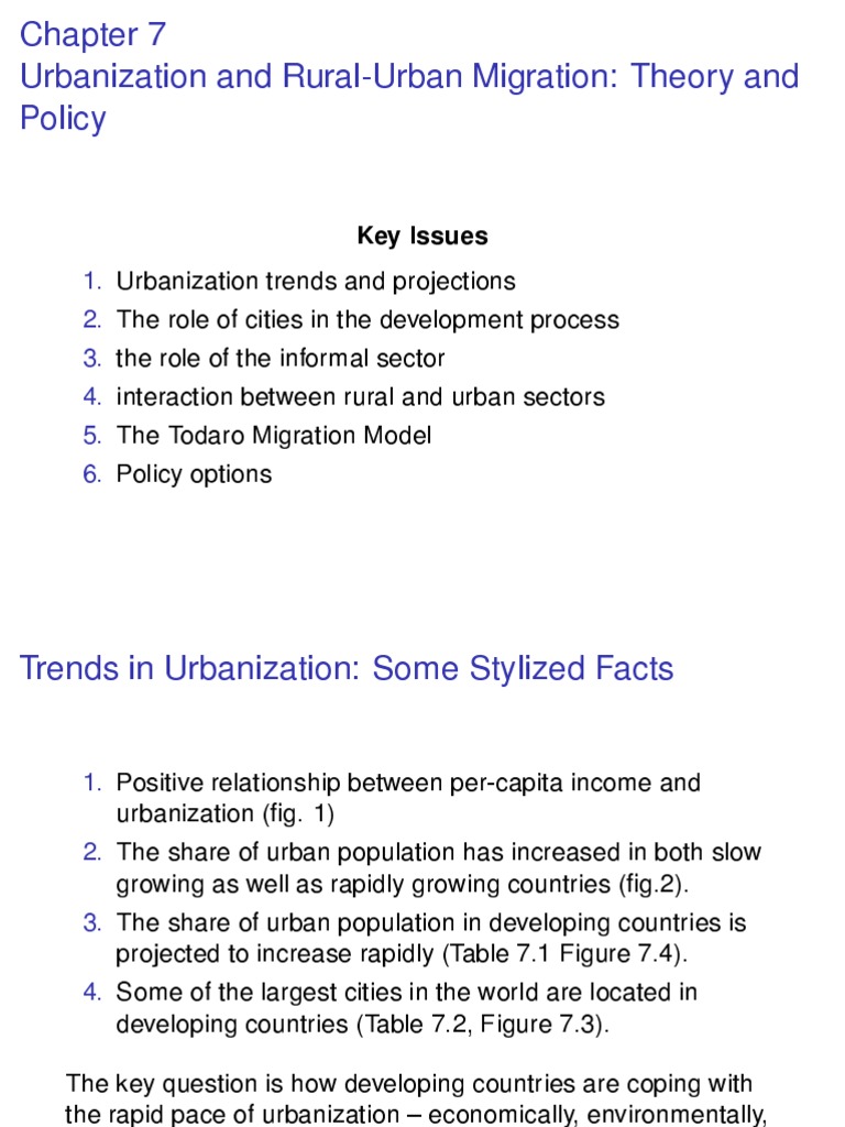 Chapter 7 Urbanization and Rural-Urban Migration - Theory and Policy ...
