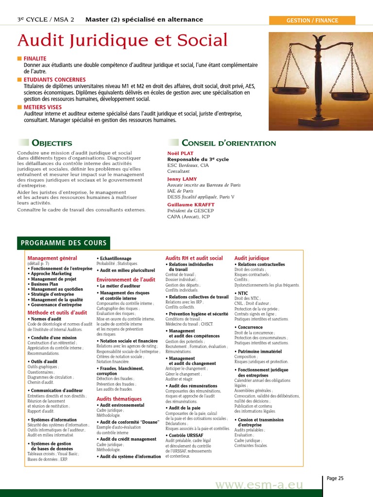 Msa2 Audit Juridique Social | Contrôle interne | Audit