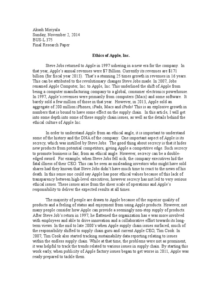 Ethics of Apple | PDF | Apple Inc. | Steve Jobs