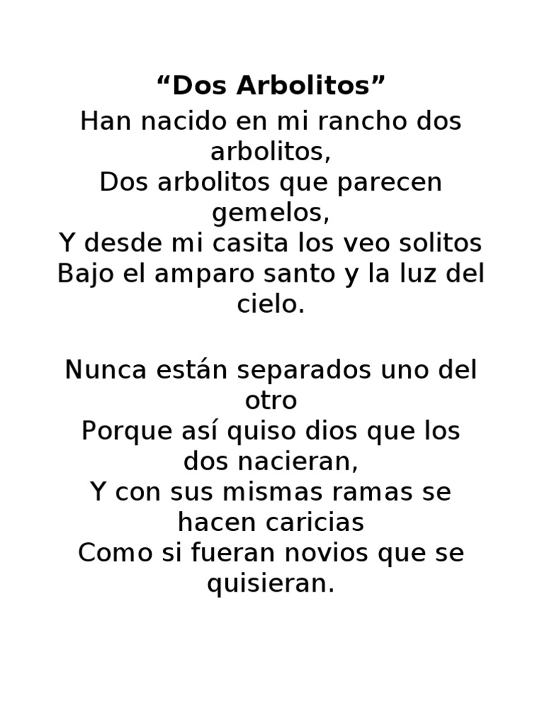 Letra de "Dos Arbolitos" | PDF | Poesía