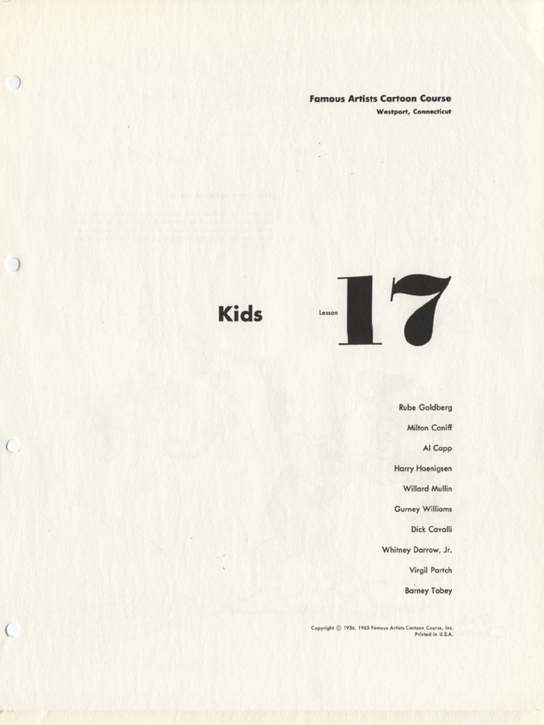 Famous Artists Cartoon Course: Lesson 17 - Kids | PDF