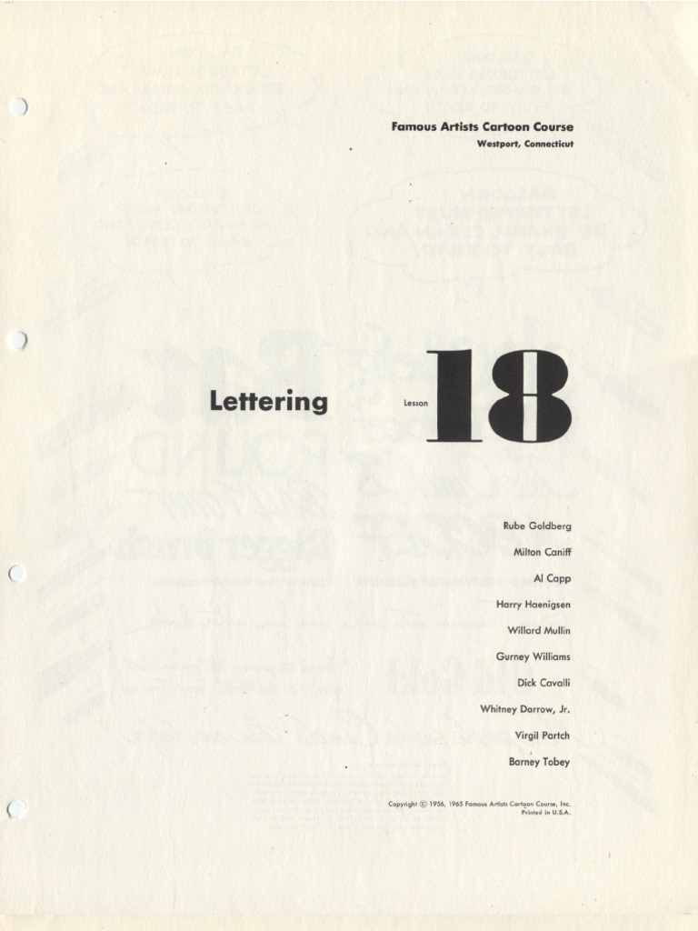 Famous Artists Cartoon Course: Lesson 18 - Lettering | PDF