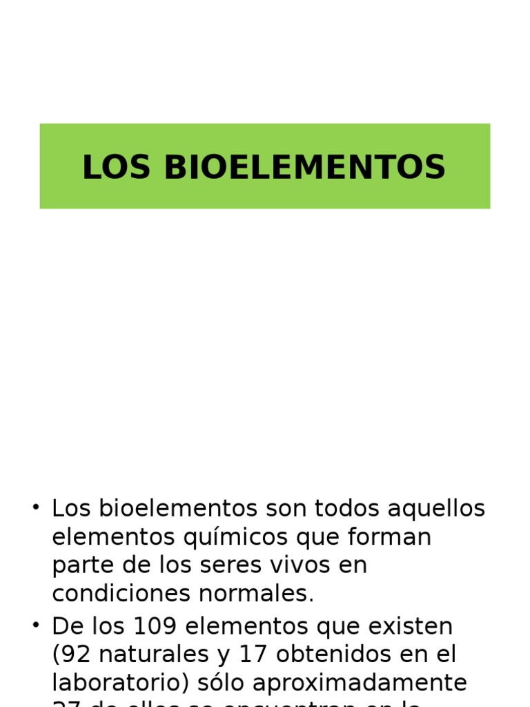 Los Bioelementos | Propiedades del agua | Biomoléculas