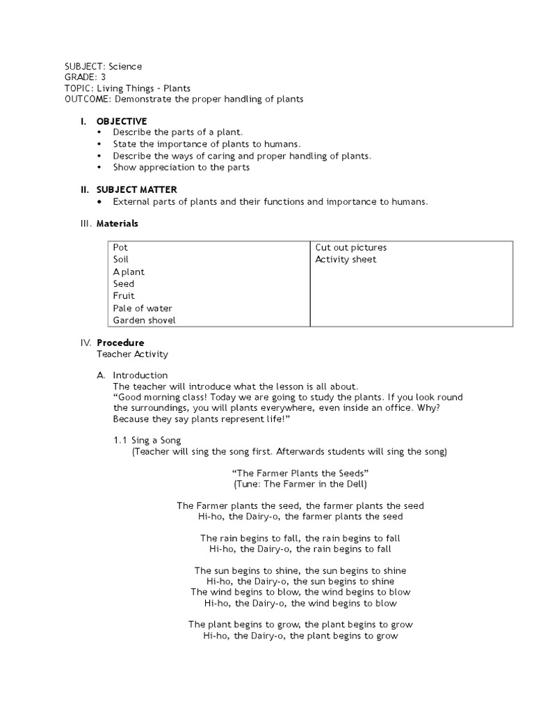 k-12 Lesson Plan | PDF | Root | Plants