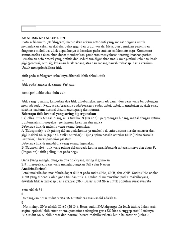 Analisis Sefalometri | PDF