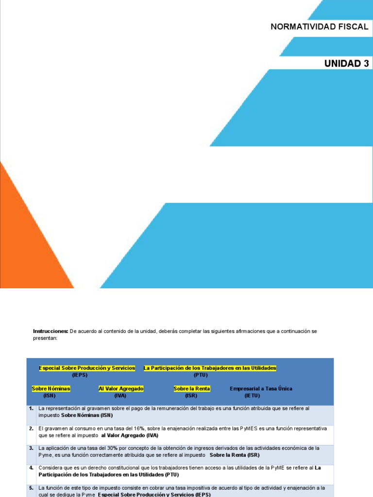 Normatividad Fiscal U3 Act 1 | PDF | Negocios | Finanzas y dinero