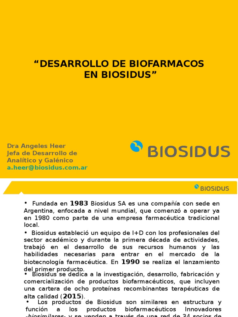 Desarrollo de Biofarmacos en Biosidus | PDF | Transformación (Genética ...