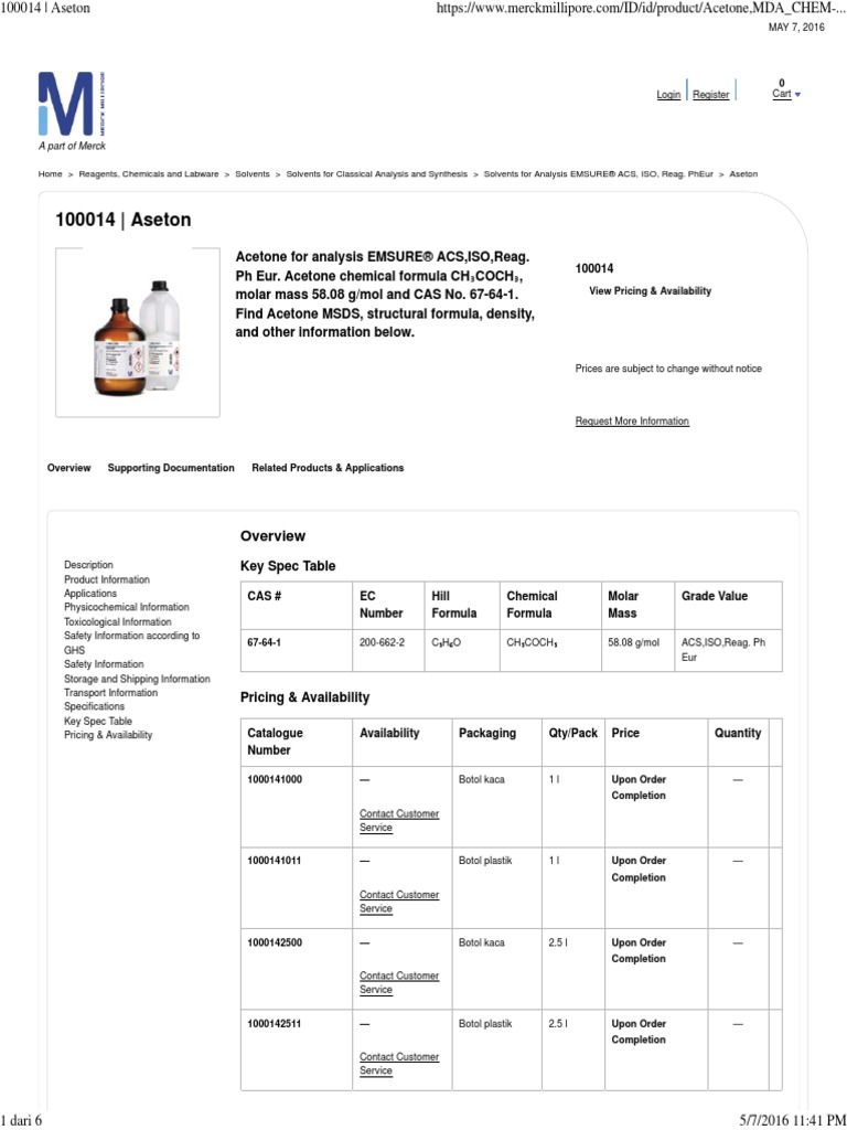 Aseton Merck | PDF | Manganese | Cobalt