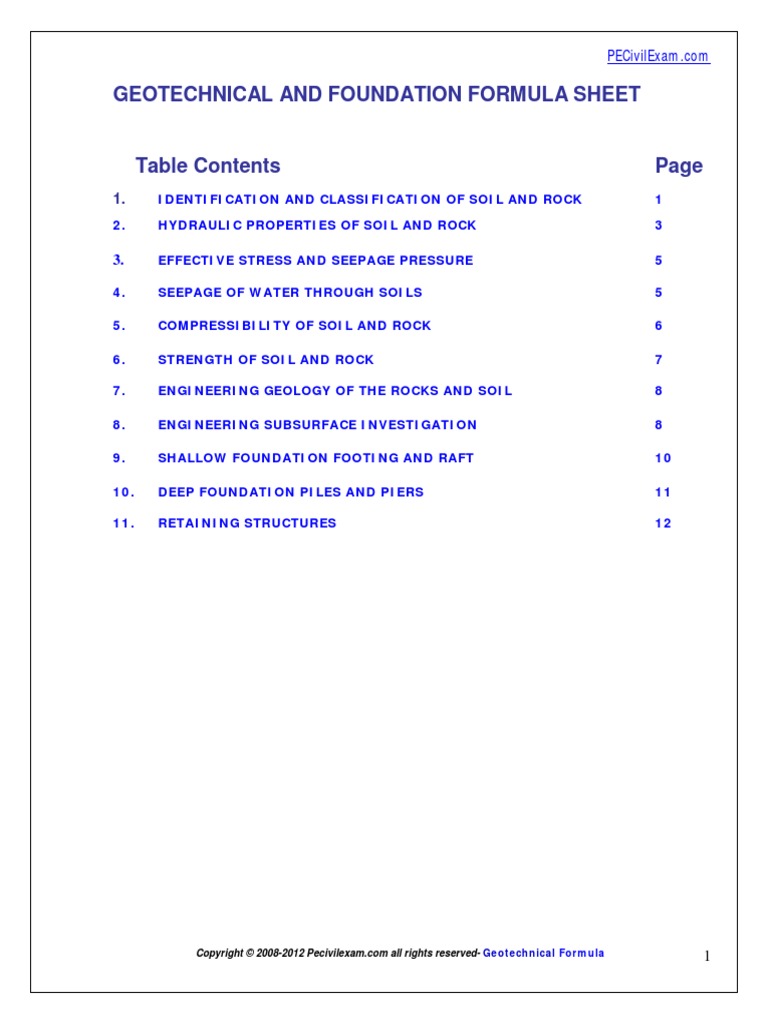 09 - Geotechnical Formulas | PDF