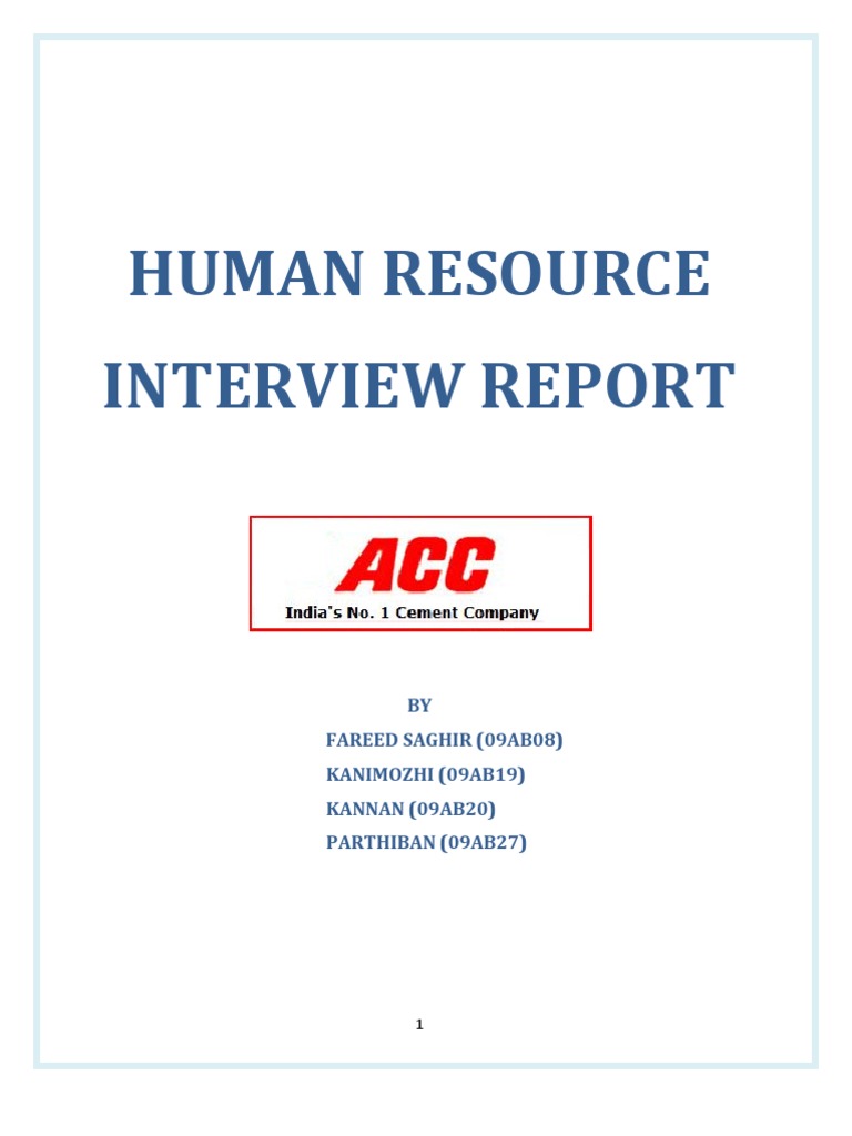 ACC HR Interview Report | PDF | Human Resources | Employment