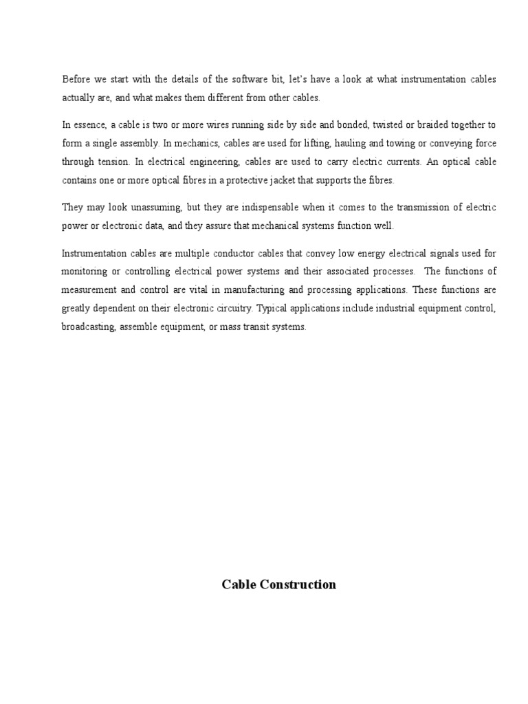 Cable Design Parameters | PDF | Cable | Wire