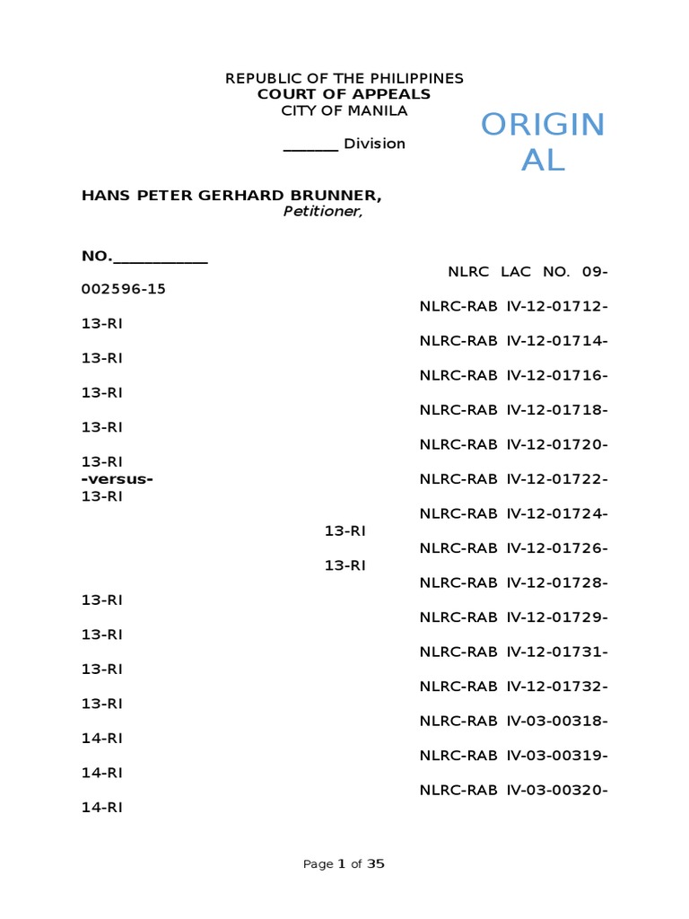 Petition for Certiorari: NLRC Decision | PDF | Injunction | Piercing ...