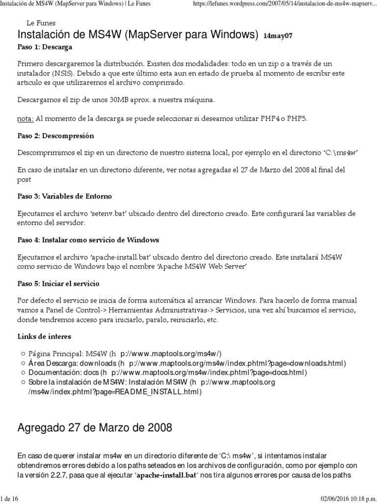 Instalacion De Mapserver En Linux Pdf Script Java Servidor Apache