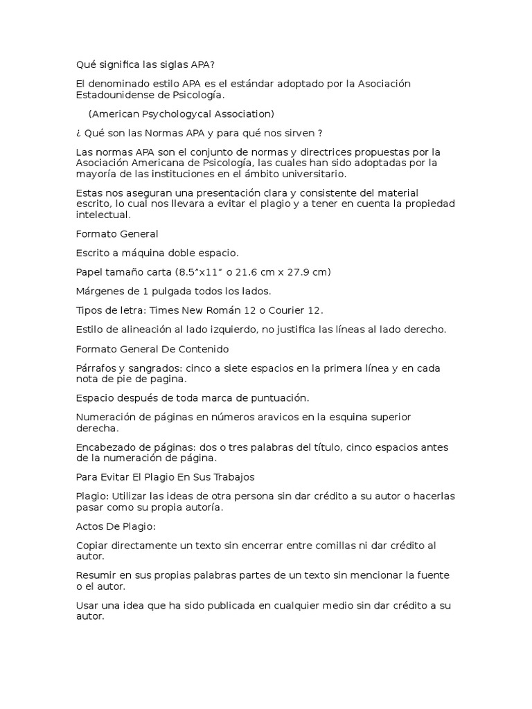 Qué Significa Las Siglas APA | Plagio | Escritura