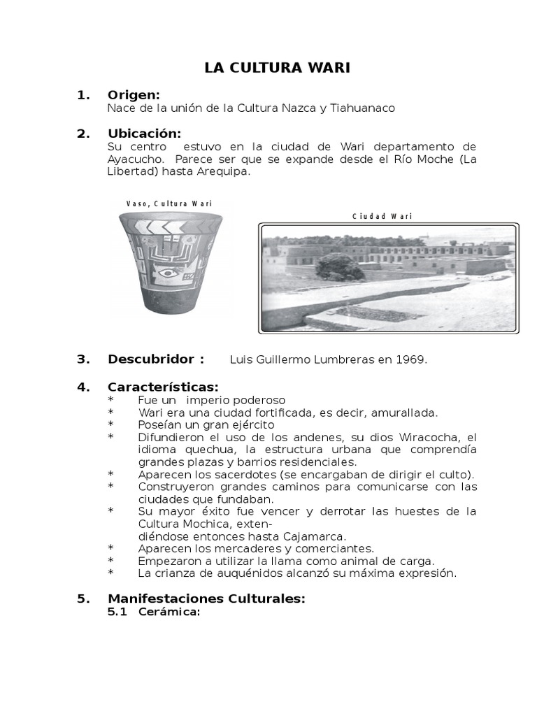 La Cultura Wari | PDF | Andes | Arqueología