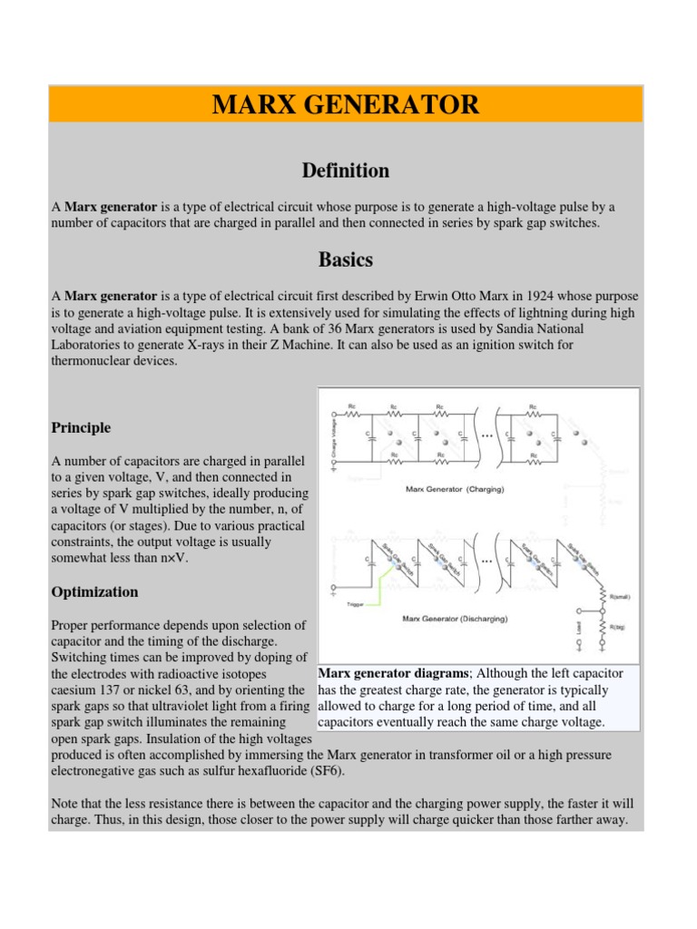Marx Generator | PDF | Electrical Engineering | Electrical Components