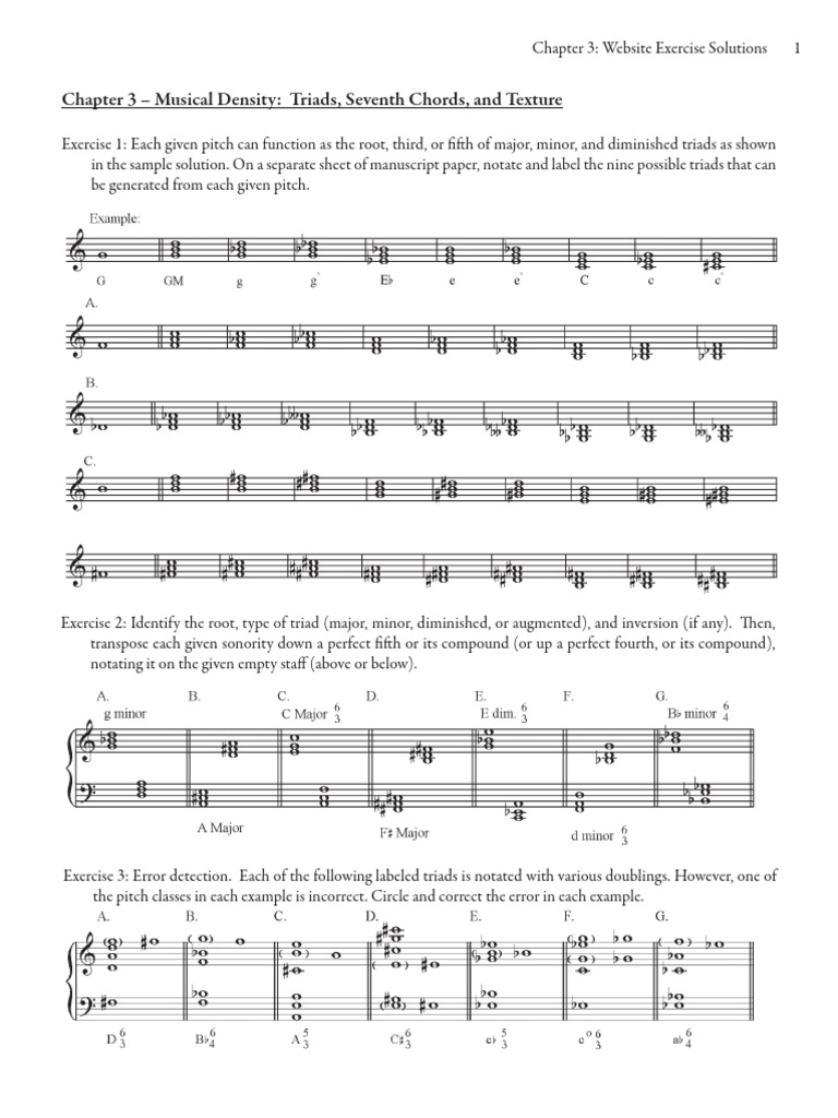 Solutions and Exercises for Building Triads and Seventh Chords Through Harmonic Analysis and ...