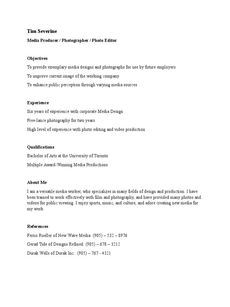 Tim Severine Resume | PDF