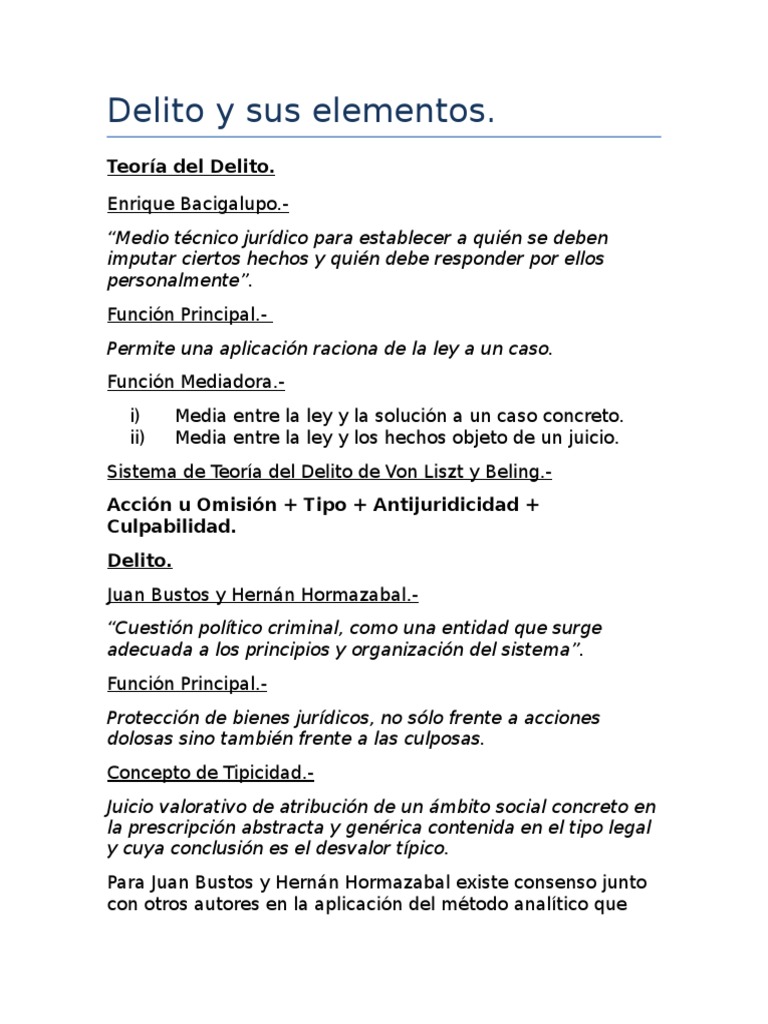 Delito y Sus Elementos | PDF | Delito | Derecho penal