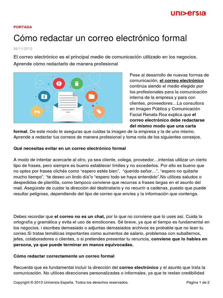 Como Redactar Correo Electronico Formal | PDF | Correo electrónico | Correo