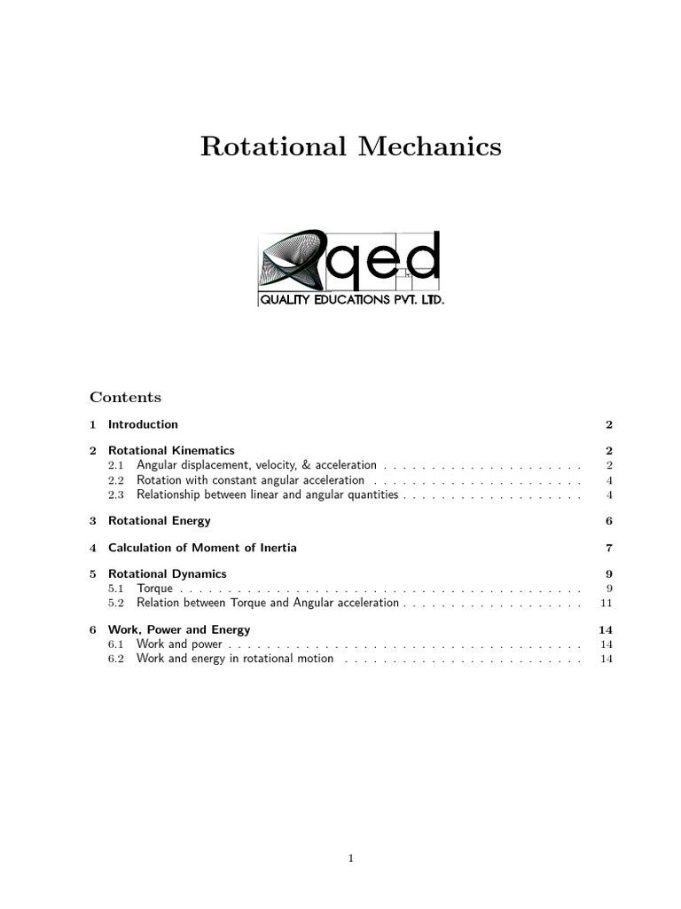 Understanding Rotational Mechanics | PDF | Rotation Around A Fixed Axis ...