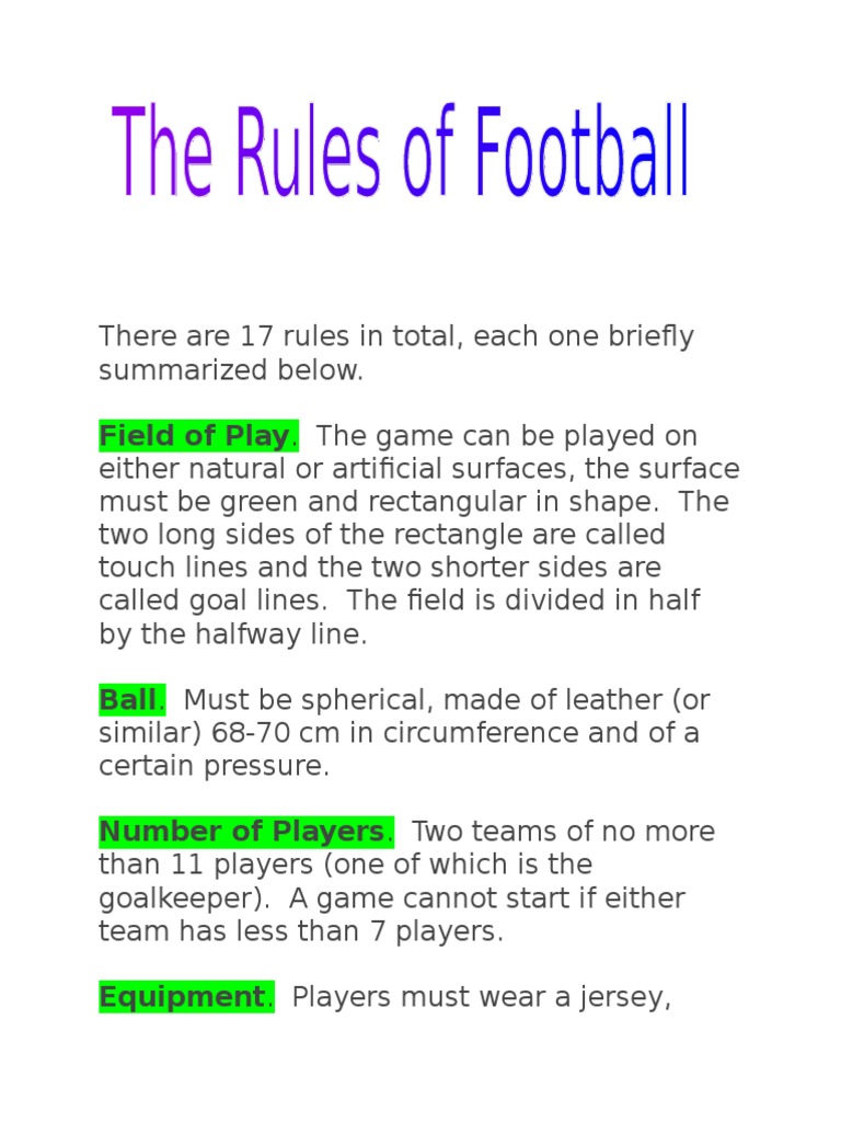 The 17 Laws of Association Football: A Comprehensive Summary of the ...