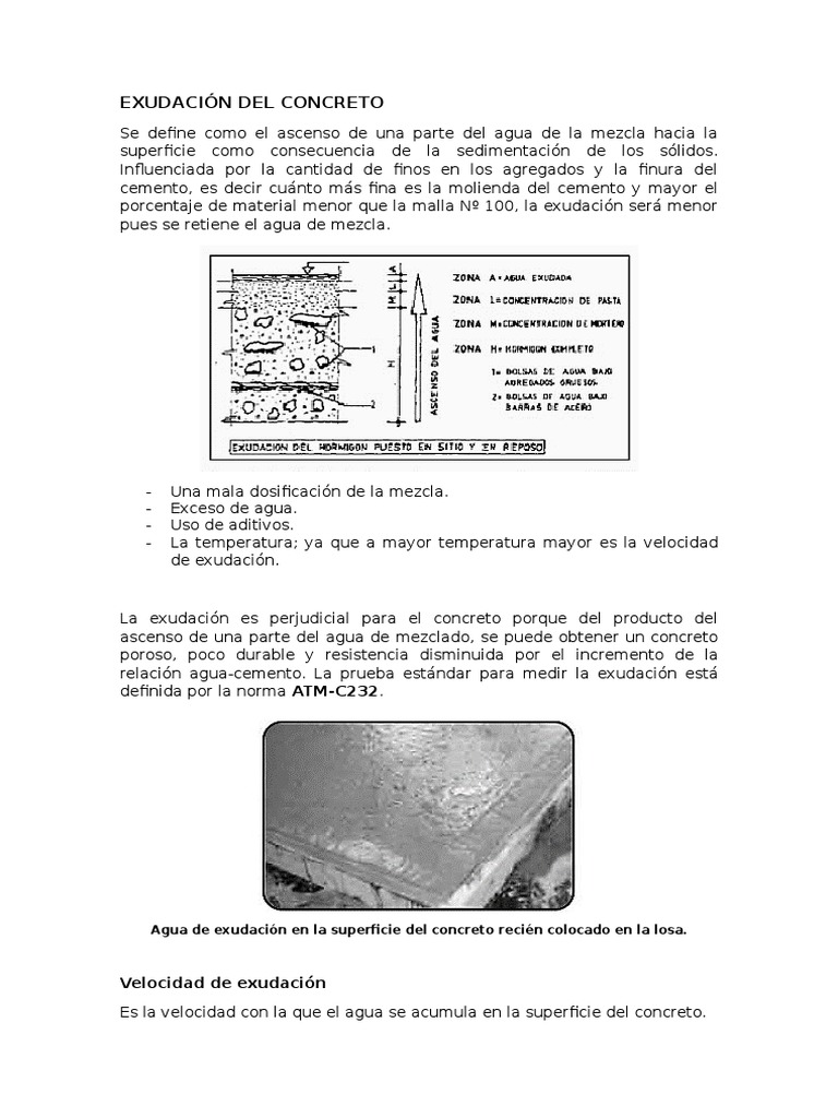 Exudación En El Concreto Definición Y Ensayo Pdf Elasticidad