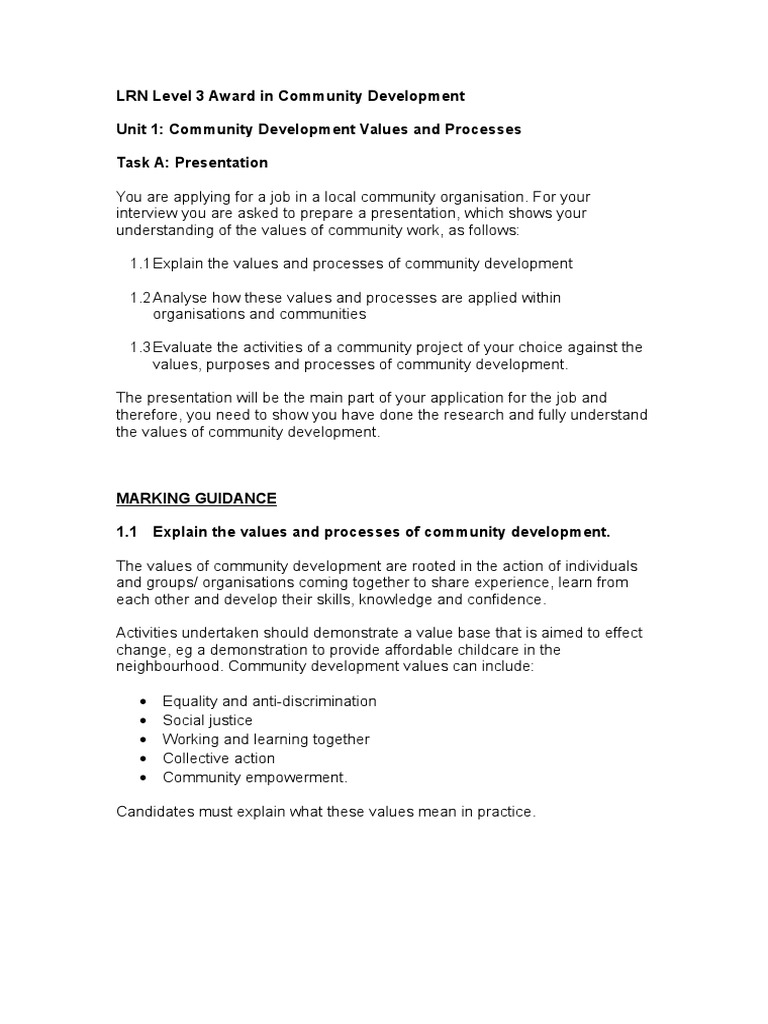 Unit 1 Sample | Community Development | Community