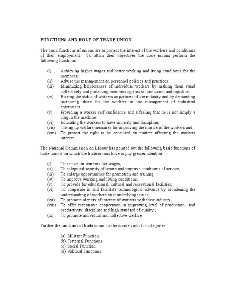 Trade Union Functions & Methods | PDF | Trade Union | Strike Action