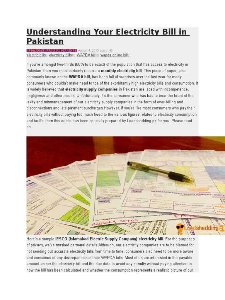 Understanding Your Electricity Bill in Pakistan | PDF | Value Added Tax ...