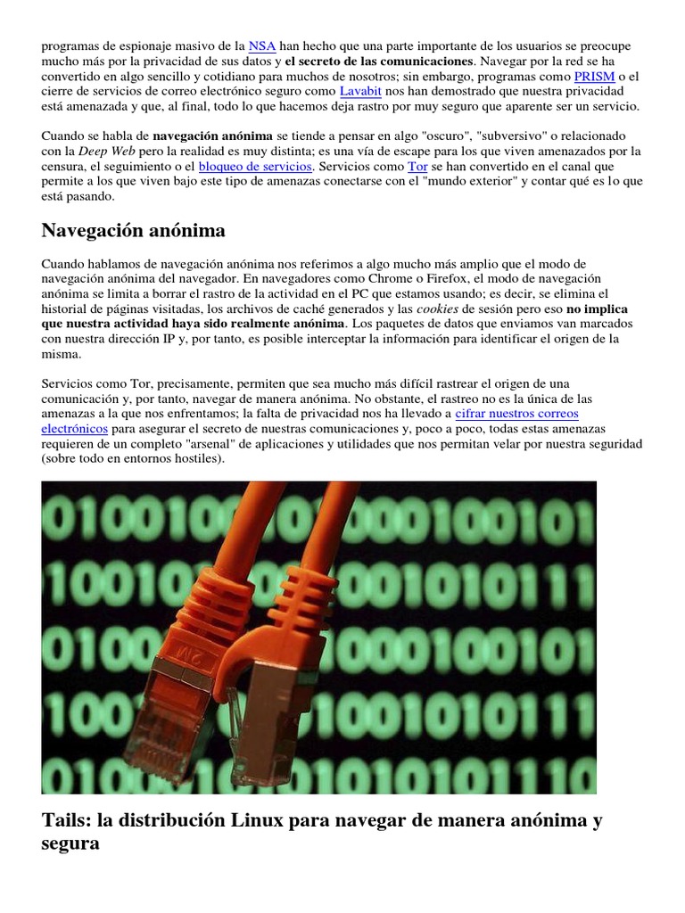 Tails | PDF | Distribución de Linux | Tor (Red de anonimato)
