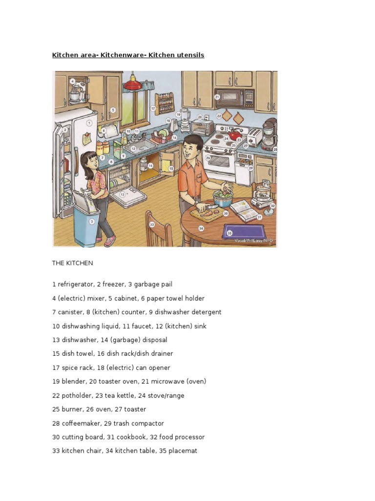 Essential Kitchen Vocabulary List | PDF | Cookware And Bakeware ...