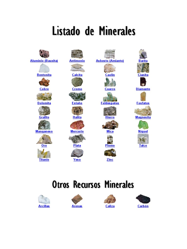 Listado de Minerales | Descargar gratis PDF | Minerales | Materiales ...