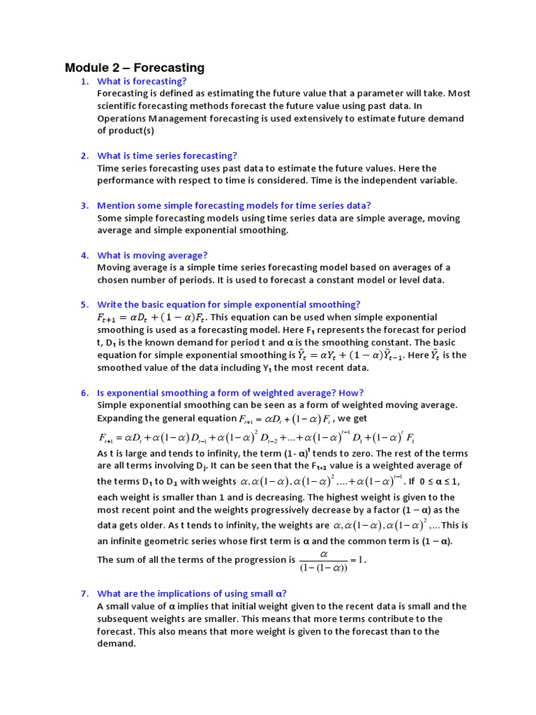 Module 2 Forecasting Techniques | PDF | Moving Average | Forecasting