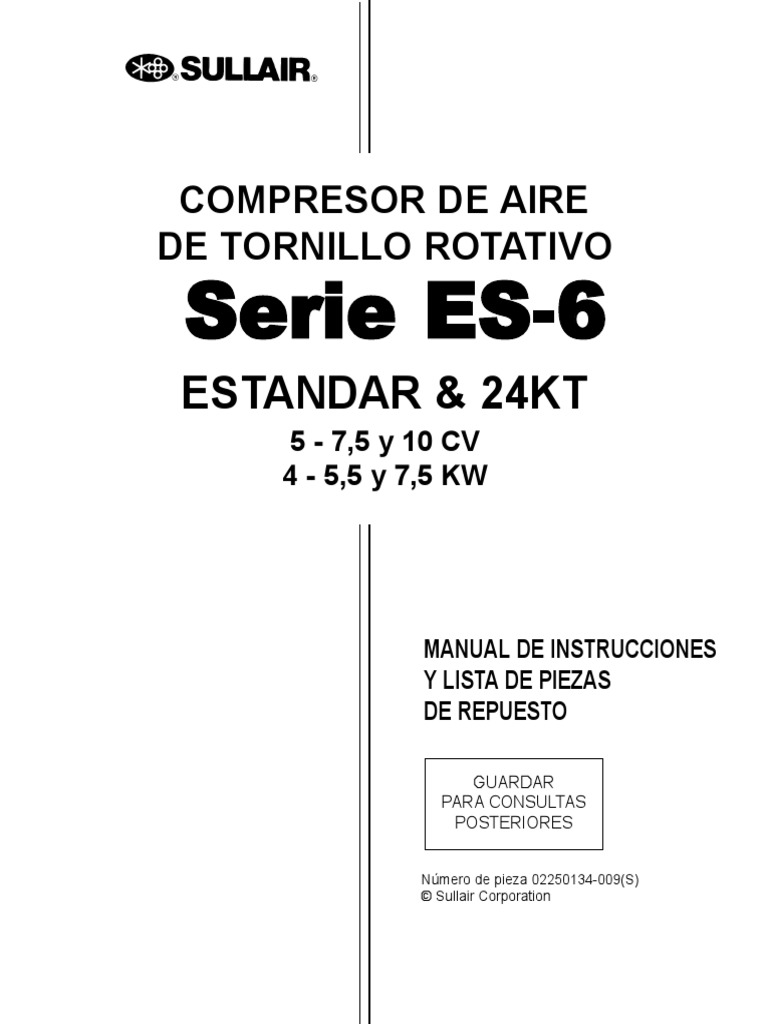 Sullair ES-6+Spanish | PDF | Compresor de gas | Filtración