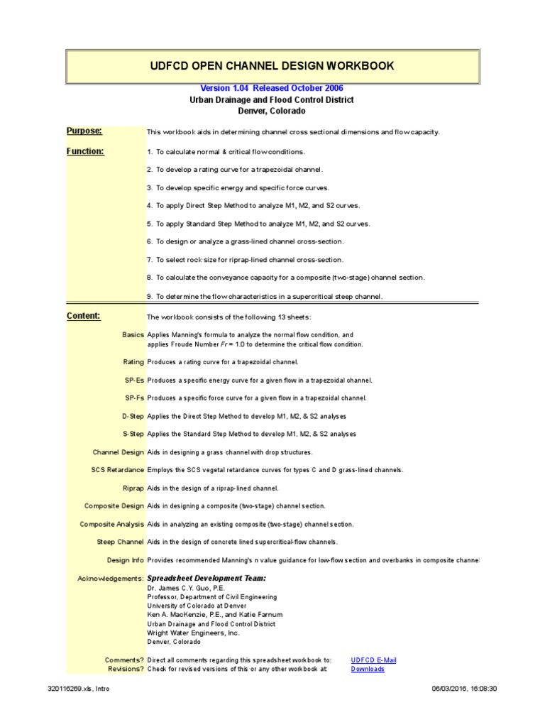 UD Channels v1.04 | PDF | Soft Matter | Civil Engineering