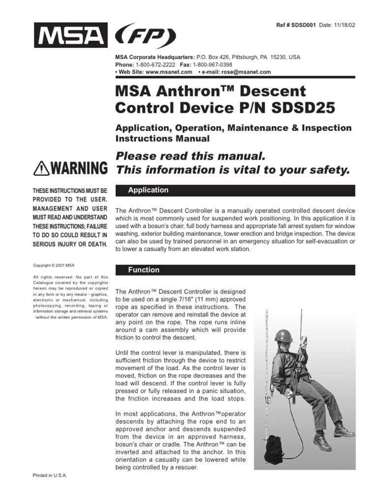 Anthron Descender Instruction Manual - en | PDF | Rope | Knot