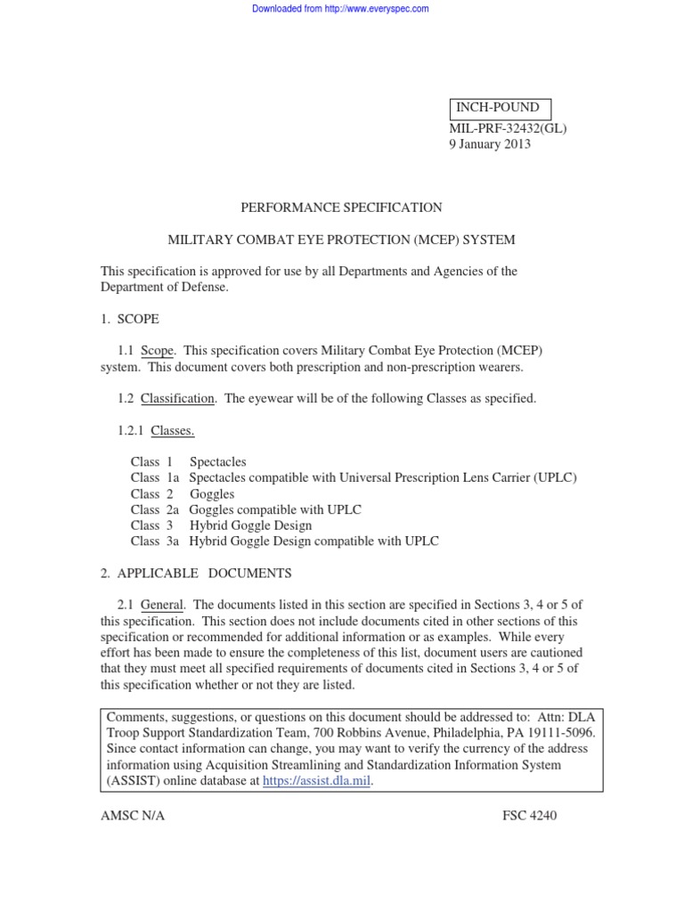 Mil PRF 32432 | PDF | Glasses | Sunglasses