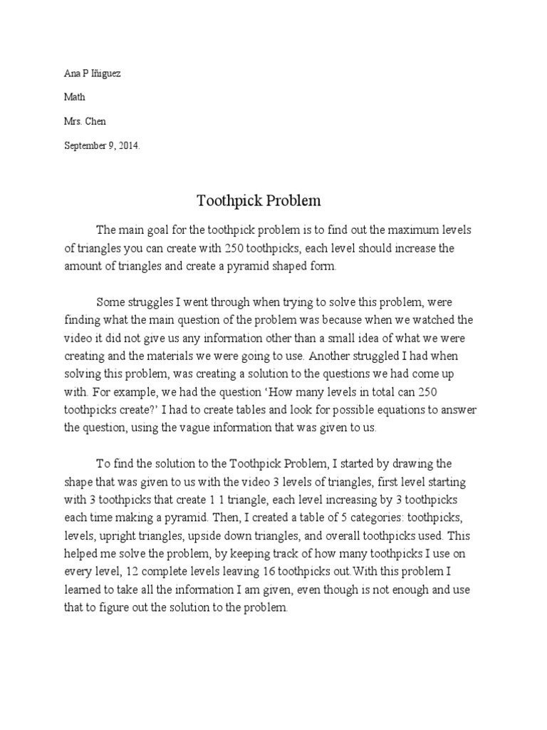 Solving the Toothpick Problem | PDF