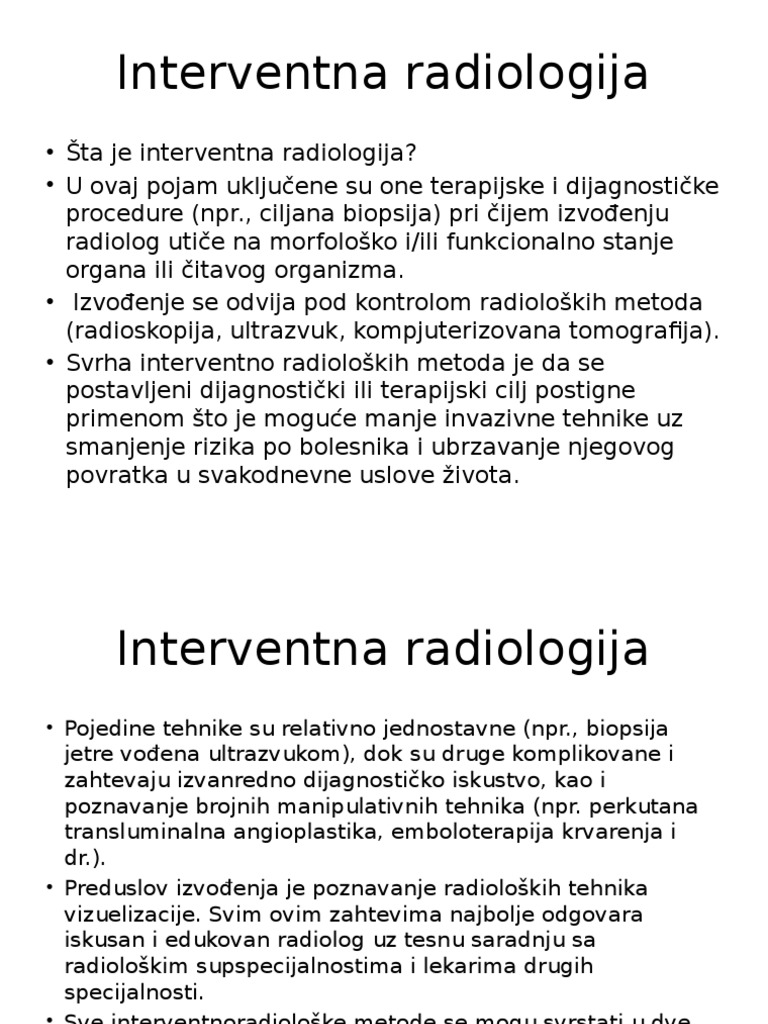 Nevaskularna Interventna Radiologija | PDF