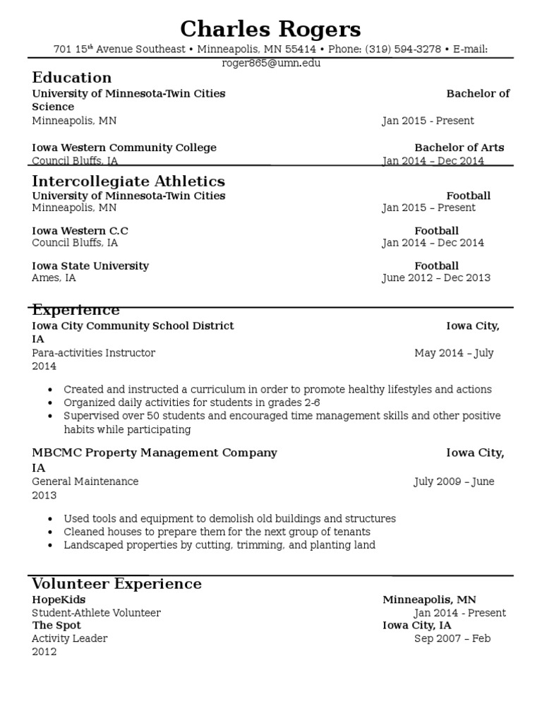 Charles Rogers Resume | PDF