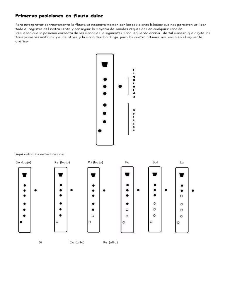 Primeras Posiciones en Flauta Dulce | PDF