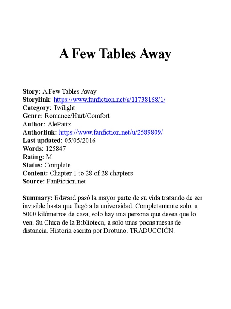AlePattz - A Few Tables Away | PDF | Amor | Naturaleza