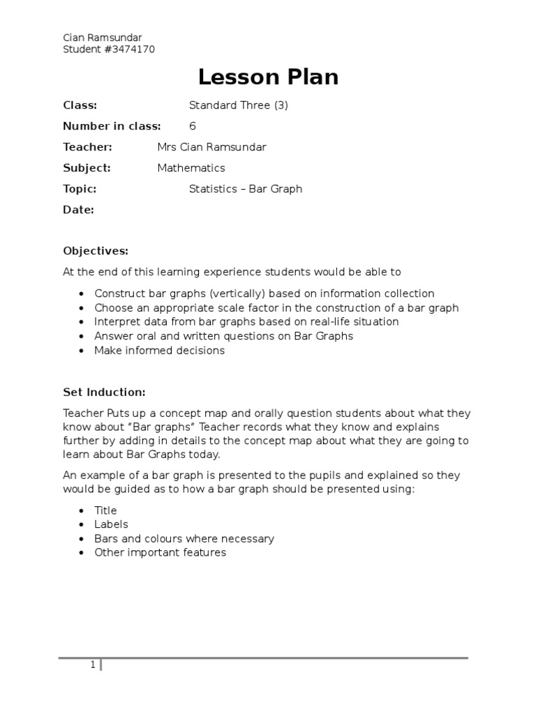 Lesson Plan Bar Graph | PDF | Lesson Plan | Teachers