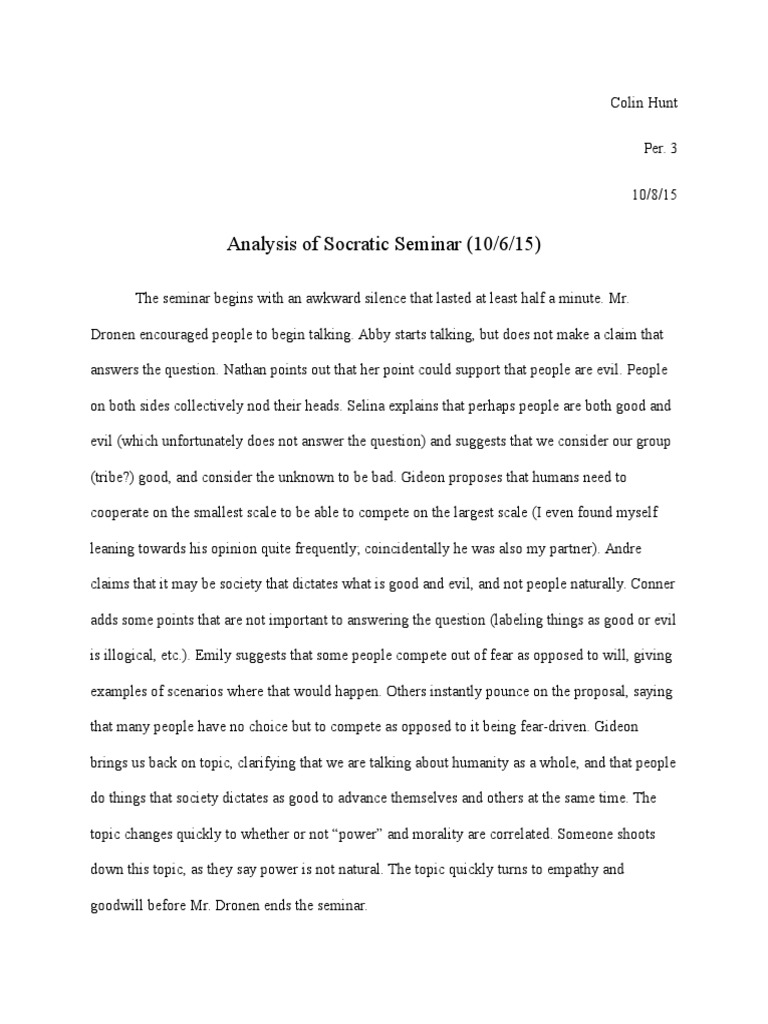 Socratic Seminar Analysis on Humanity | PDF