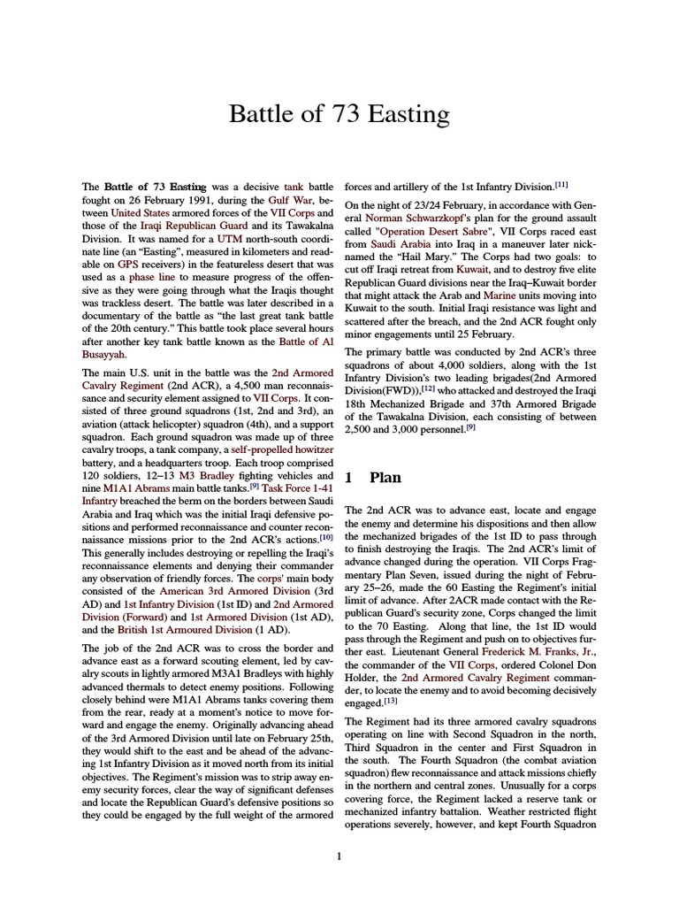 Battle of 73 Easting - Irak 1991 | PDF | Division (Military) | Defense ...