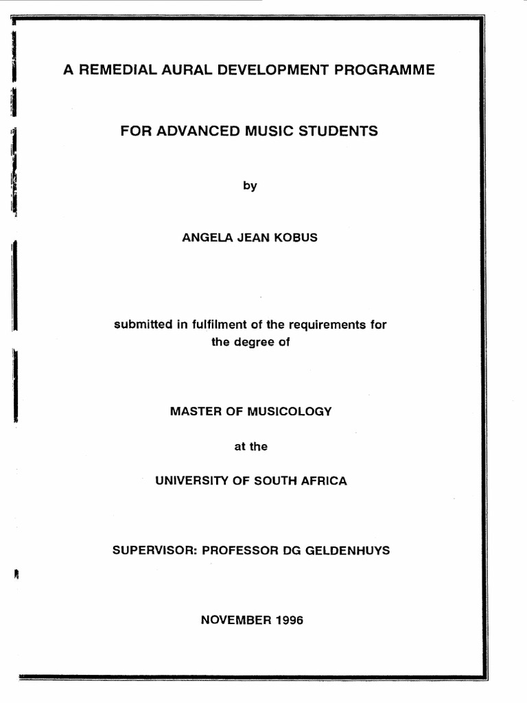 Aural Development Thesis | PDF | Harmony | Sound