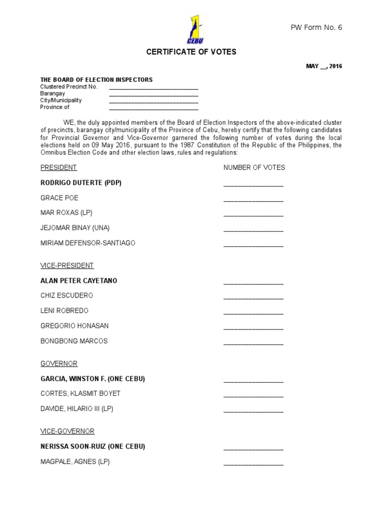 Certificate of Votes | PDF