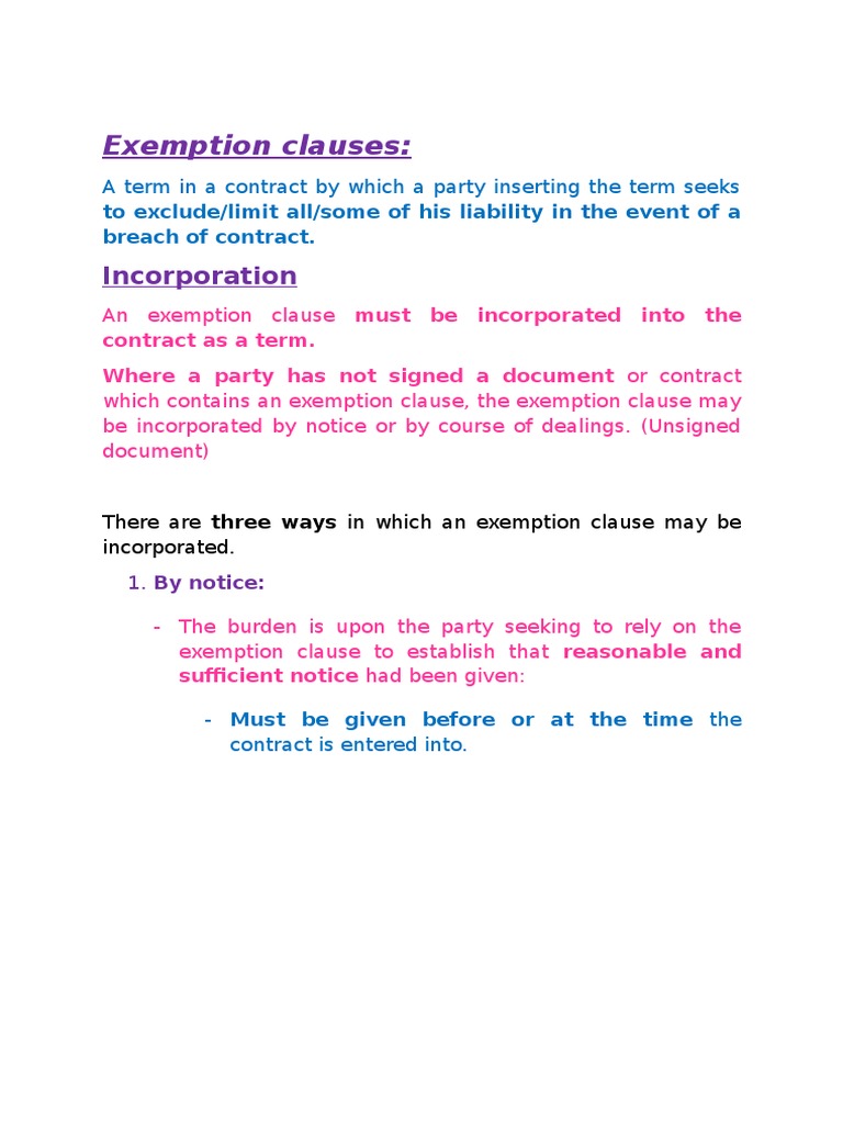 4. Exclusion Clauses | Law Of Obligations | Business Law | Free 30-day ...